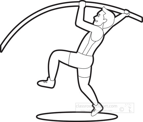 Sports Outline Clipart-boy athlete uses long flexible pole to propel ...