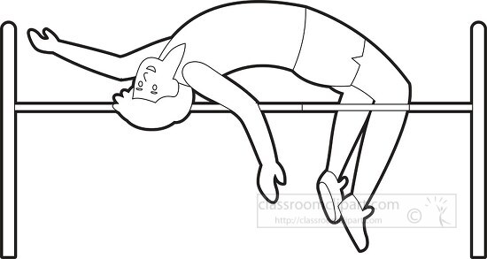 Sports Outline Clipart-boy attempts to clear bar in high jump outline ...