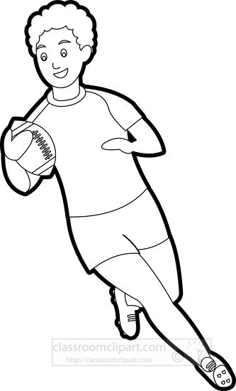 Sports Outline Clipart-boy carries rugby ball while running printable ...