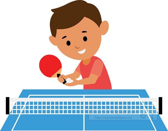 Outdoors and Recreation Clipart-boy holding paddle playing table tennis ...