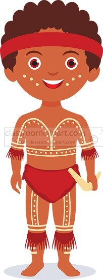 boy in traditional aboriginal australia clipart - Classroom Clip Art