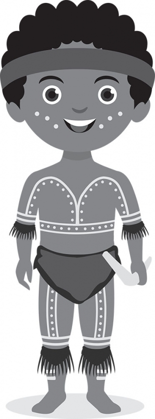 boy in traditional aboriginal australia gray color clipart - Classroom ...