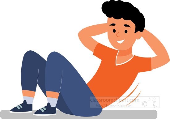 Sports Outline Clipart-boy performs sit up exercise printable cutout