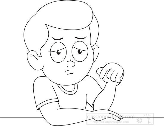 boy showing looking disinterested - Classroom Clip Art