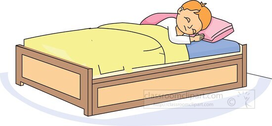 boy sleeping in his bed - Classroom Clip Art