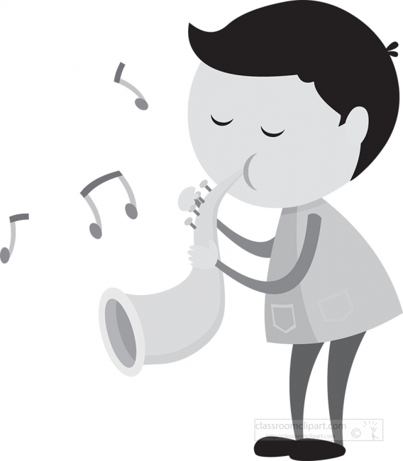 boy stick figure playing music instrument gray color clipart ...