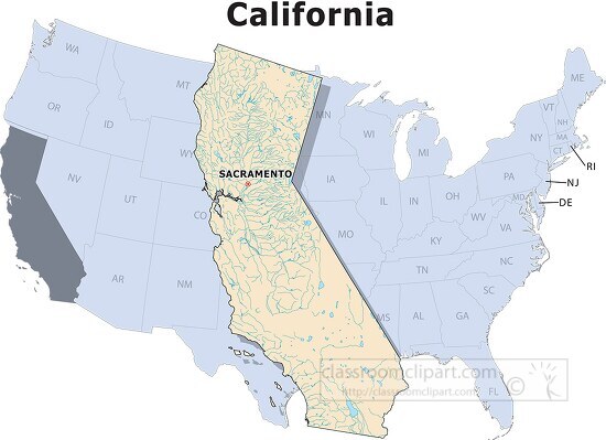California state large usa map clipart - Classroom Clip Art