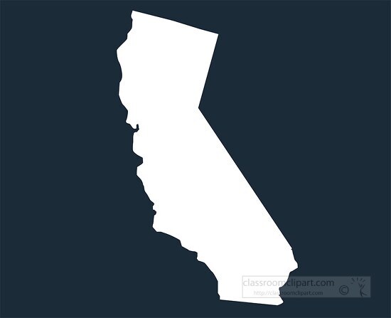 california us map square color outline clipart - Classroom Clip Art