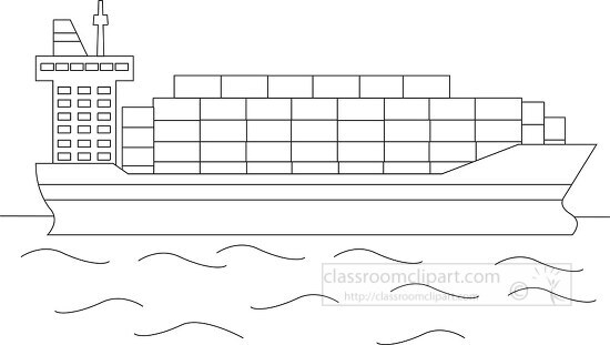 Transportation Outline Clipart-cargo container ship printable black ...