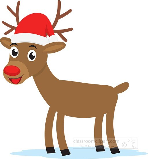 cartoon red nosed reindeer christmas clipart - Classroom Clip Art