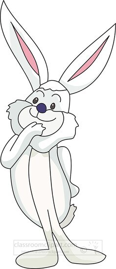 cartoon style rabbit standing on back legs clipart - Classroom Clip Art