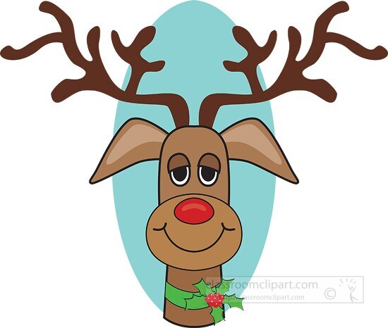 cartoon style smiling christmas reindeer clipart - Classroom Clip Art