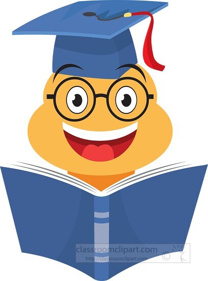 cartoon worm wearing graduation cap clipart - Classroom Clipart