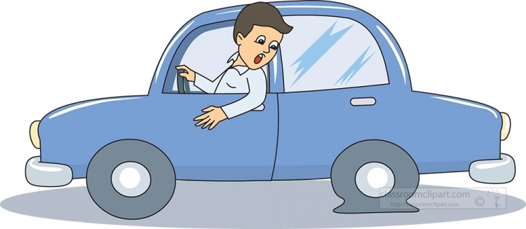 car-with-flat-tire-2.eps - Classroom Clip Art