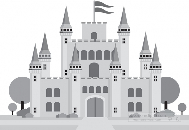 castle style fortress gray color clipart - Classroom Clip Art