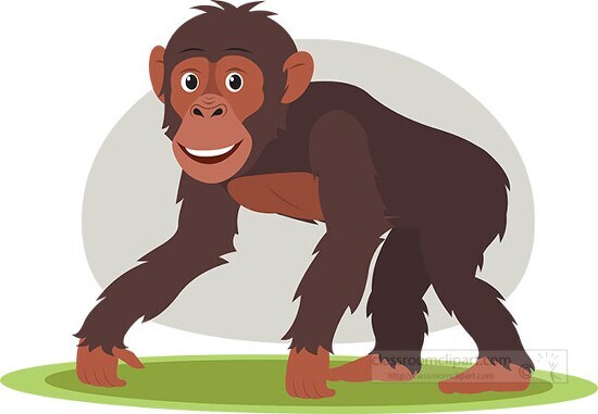 Primate Clipart-chimpanzee on all fours side view vectorclipart