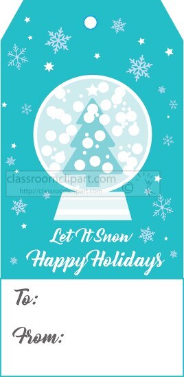 christmas tree in snow gift tag - Classroom Clip Art