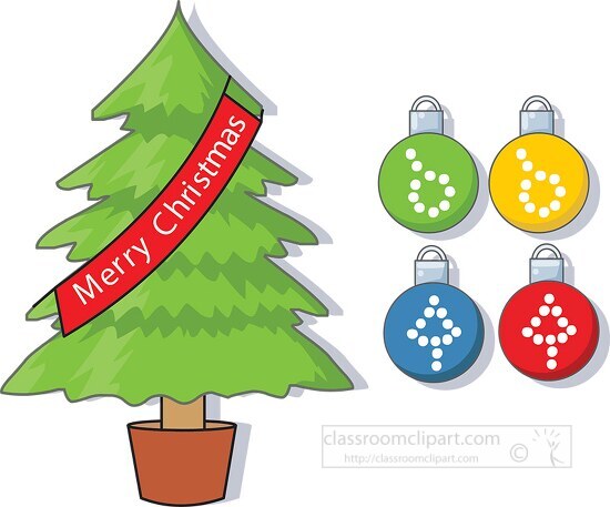 christmas tree with ornaments with tree - Classroom Clip Art