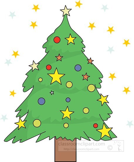christmas tree with stars 129 parts - Classroom Clip Art