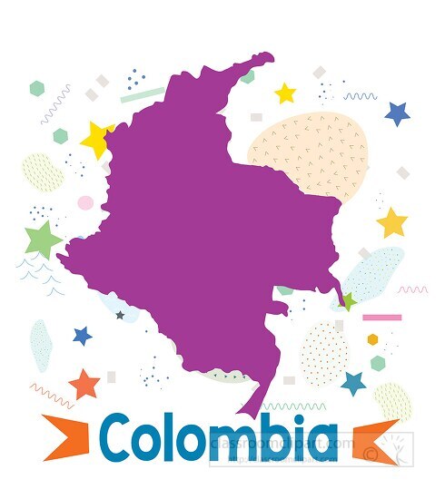 Colombia illustrated stylized map - Classroom Clip Art