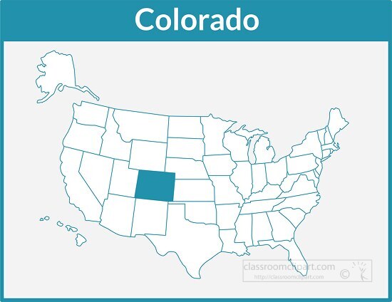 us map state colorado square clipart image - Classroom Clip Art