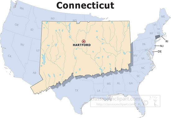 Connecticut state large usa map clipart - Classroom Clip Art