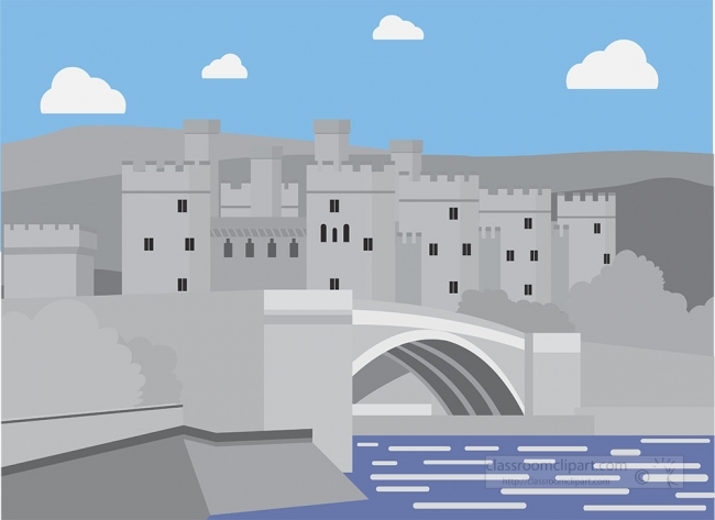conwy castle in wales gray color clipart - Classroom Clip Art