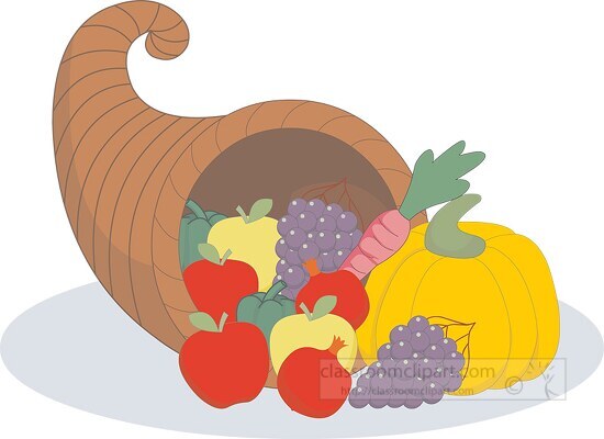 cornucopia thanksgiving fruit vegetable pumpkin clipart - Classroom ...