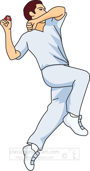 Cricket Clipart - cricket bowler prepares to proell ball toward wicket