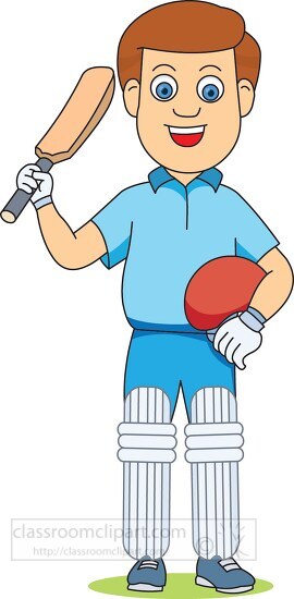 cricket player with bat and ball clipart - Classroom Clip Art