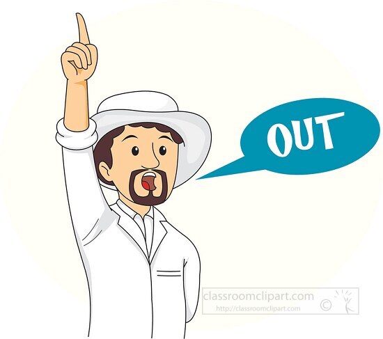 cricket umpire giving decision player is out clipart - Classroom Clip Art