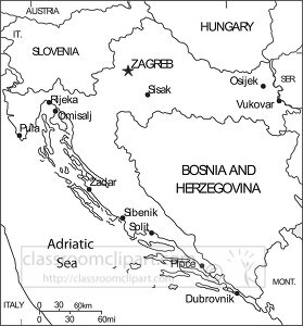 Country Gray Maps - Croatia hr country map black outline