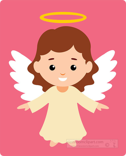 Angel Clipart-cute angel with white wings and halo over his head clip art