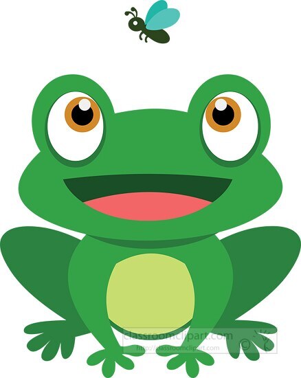 cute green toad eyes flying insect above its head clipart - Classroom ...