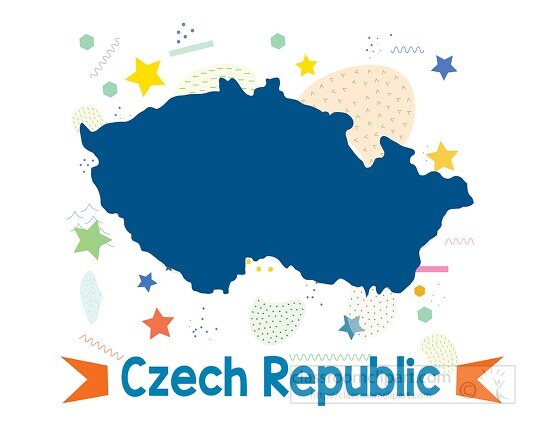 Czech Republic illustrated stylized map - Classroom Clip Art