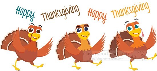 dancing happy turkey thanksgiving - Classroom Clip Art