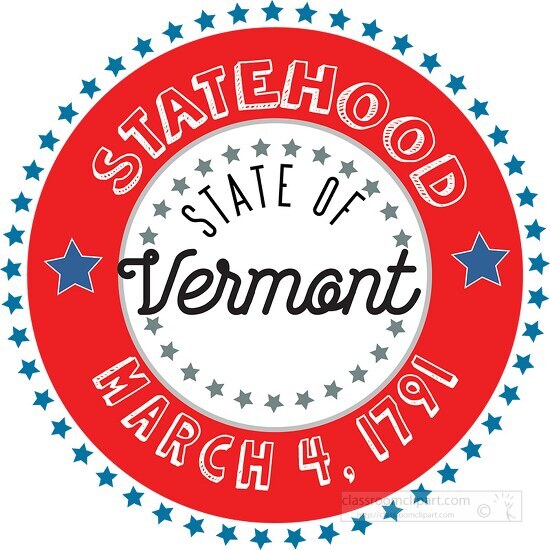 Free date of vermont statehood 1791 round style with stars clipart im ...