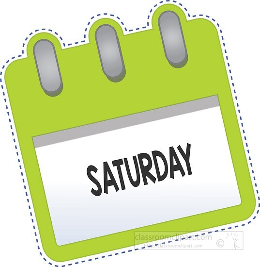 Free day of the week calendar saturday green - Classroom Clipart