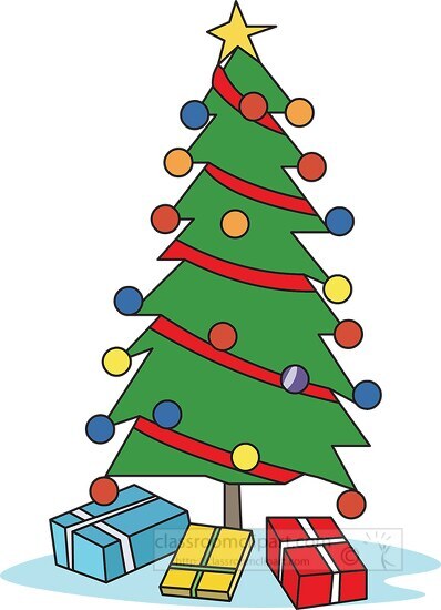 decorated christmas tree with gifts clipart 16RA - Classroom Clip Art