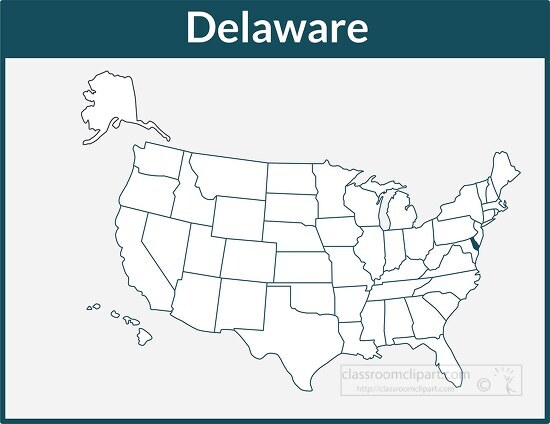 delaware map square color outline clipart - Classroom Clip Art