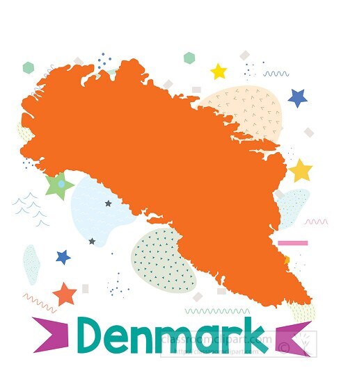 denmark illustrated stylized map - Classroom Clip Art