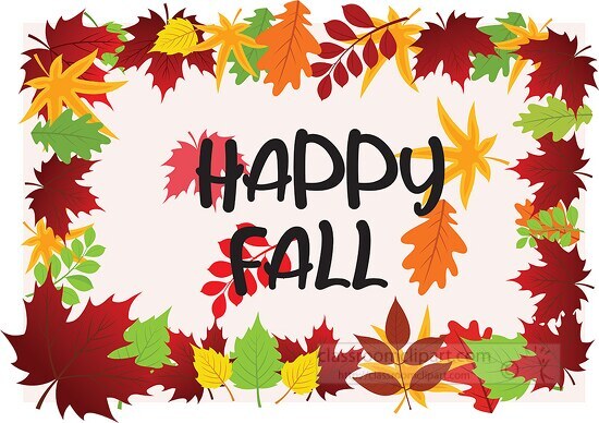 Seasonal Clipart - different colourful leaves happy fall clipart