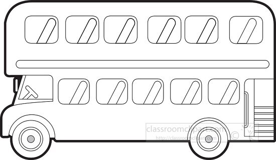 Transportation Outline Clipart-double decker bus printable black ...