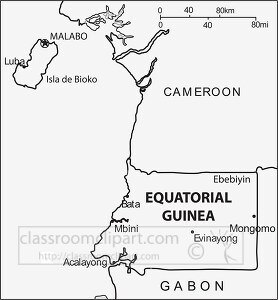 Equatorial Guinea country map black white - Classroom Clipart