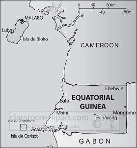 Equatorial Guinea country map gray color - Classroom Clipart