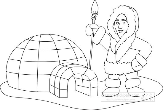 eskimo_outside_igloo.eps - Classroom Clip Art