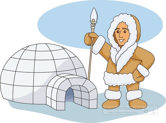 eskimo_outside_igloo.eps - Classroom Clip Art