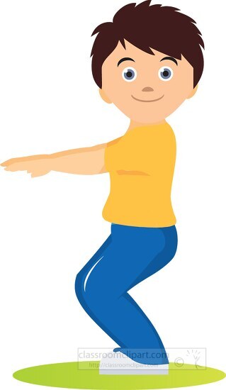 exercise boy performs situps - Classroom Clip Art