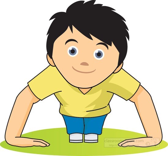 exercise boy pushups - Classroom Clip Art