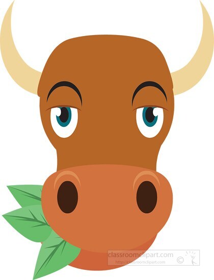face of cow chewing leaves in mouth vector clipart - Classroom Clip Art